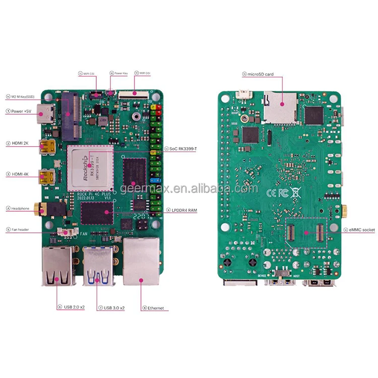 Rock Pi 4 Model C Plus 4c +4g Ram Lpddr4 64bit Original Computer ...