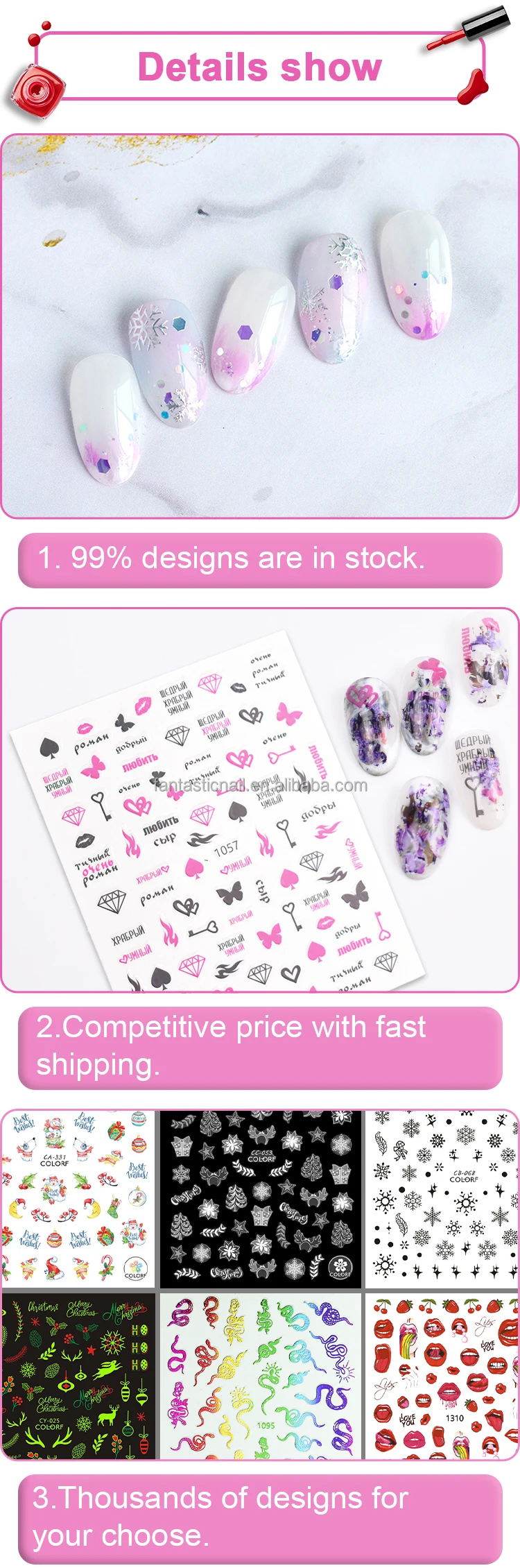 Luxury Nail Art Decals Stickers Brandname Packaging For Women ...