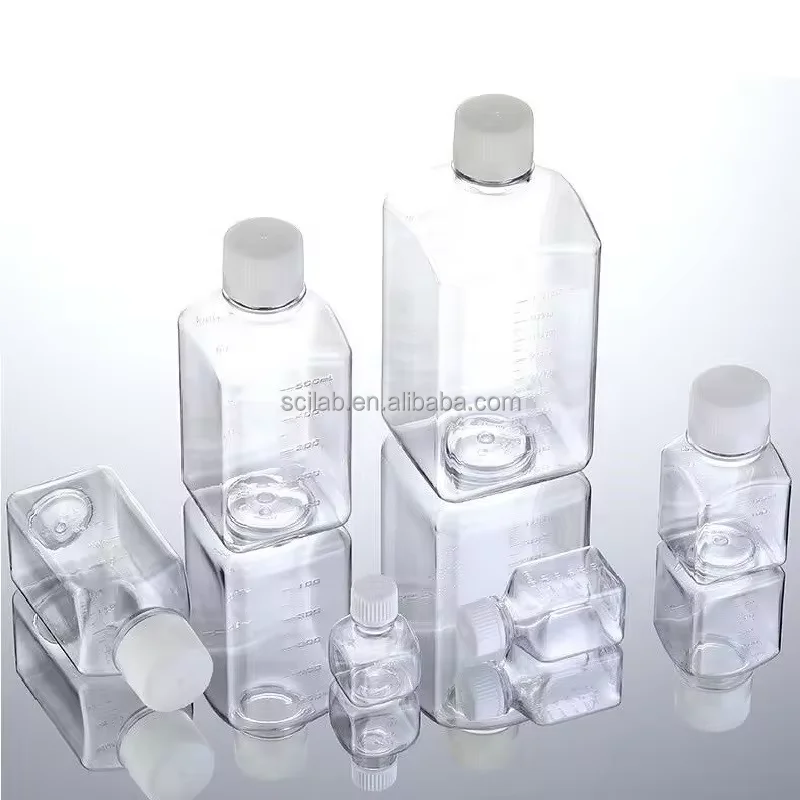 Clear Square Sterile Plastic Sample Bottles for Lab Use