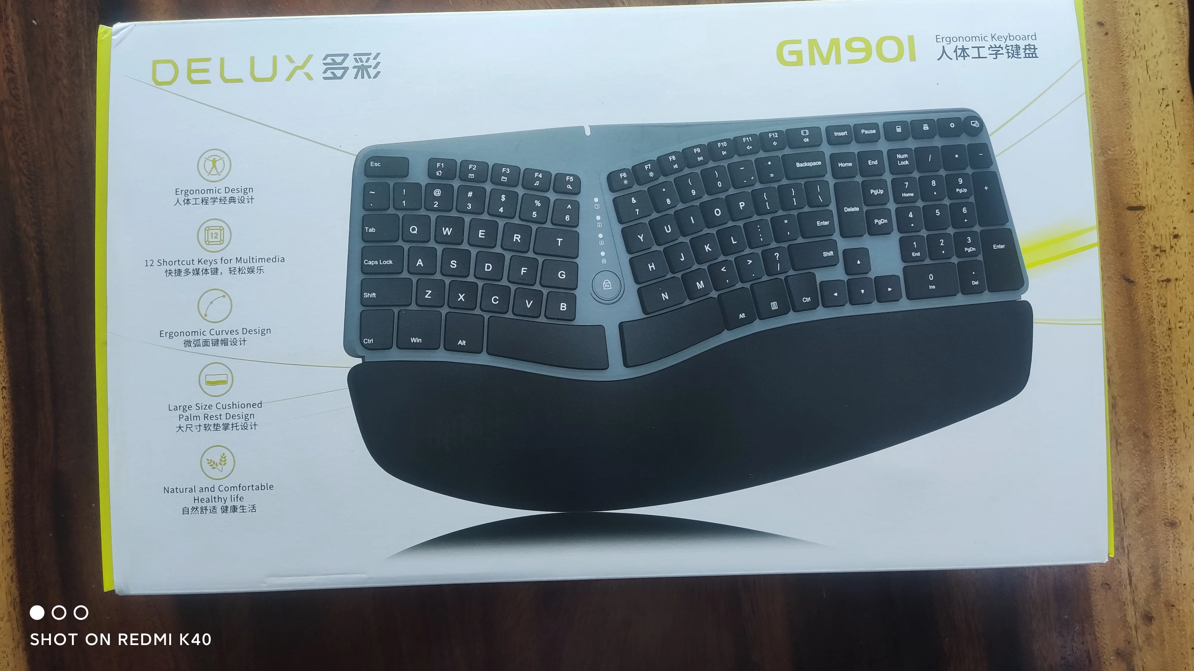 Wireless Ergonomic Split Keyboard with Wrist Rest for Windows/Mac ...