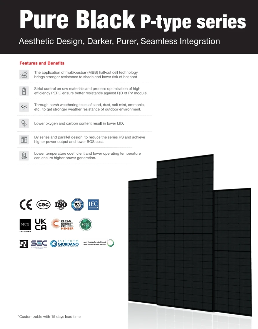 405w Pure Black P Type Solar Module 395w 405w Solar Panels For ...