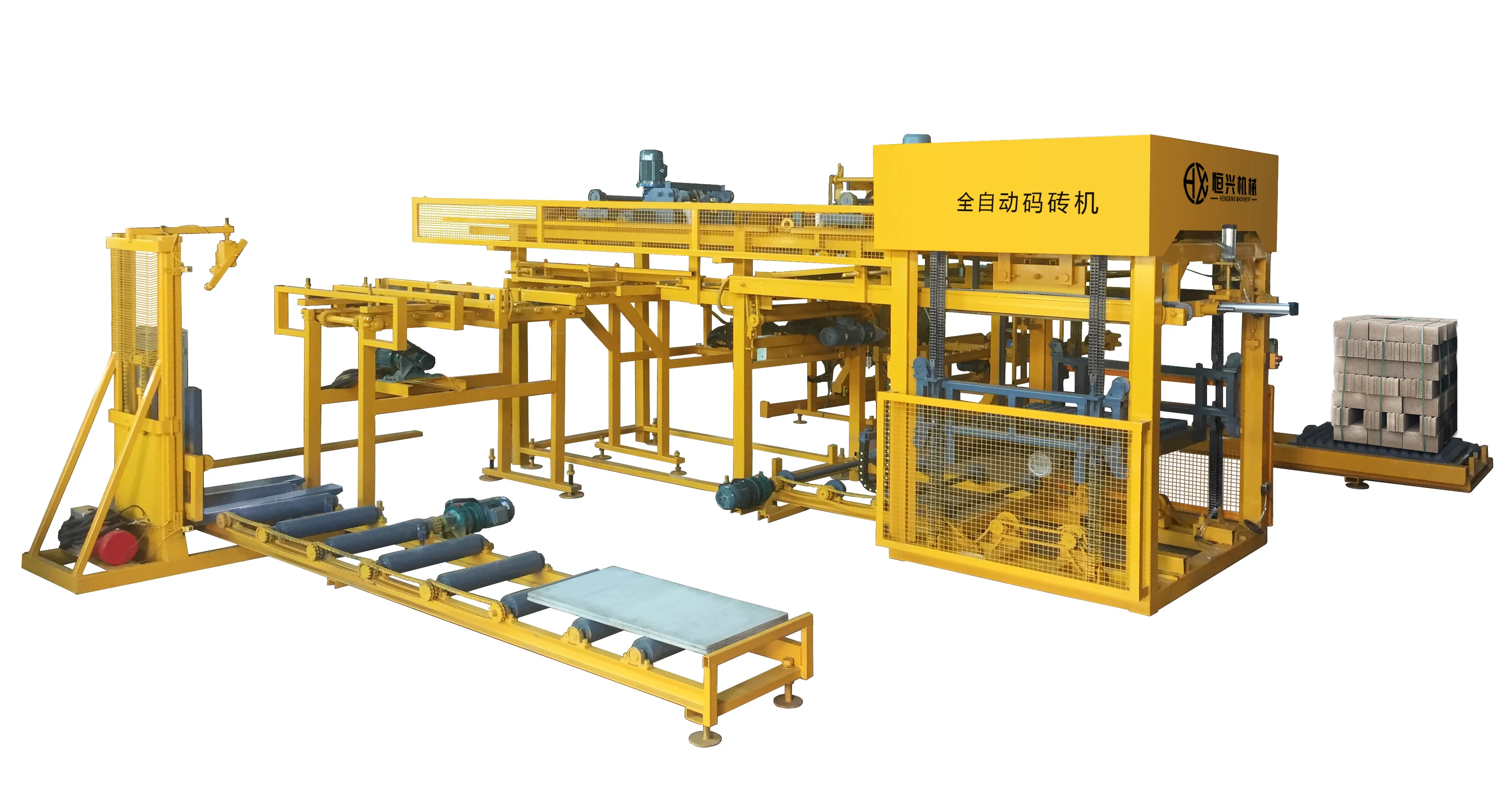 Full Automatic Concrete Block Stacking Machine Brick Palletizer Bricks Making Machine Block ...