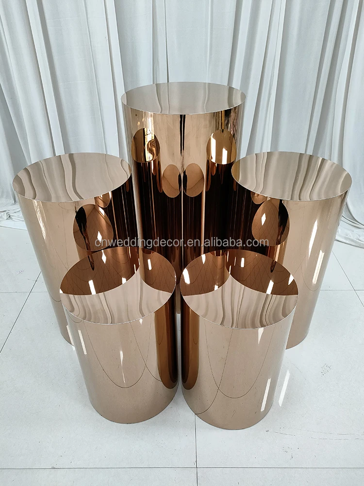 Gold Round Metal Plinth Cake Pedestal Stand for Weddings