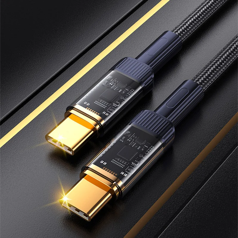 100w 5a Transparent Cable Usb C To Usb C Display Led Cable 20w Pd Fast ...
