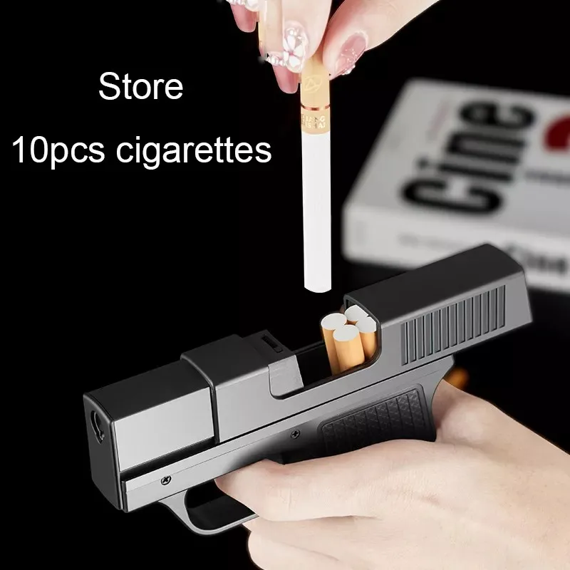 Custom Cool Gun Shaped Lighter Pistol Model Metal Cigarette Case Cigar ...