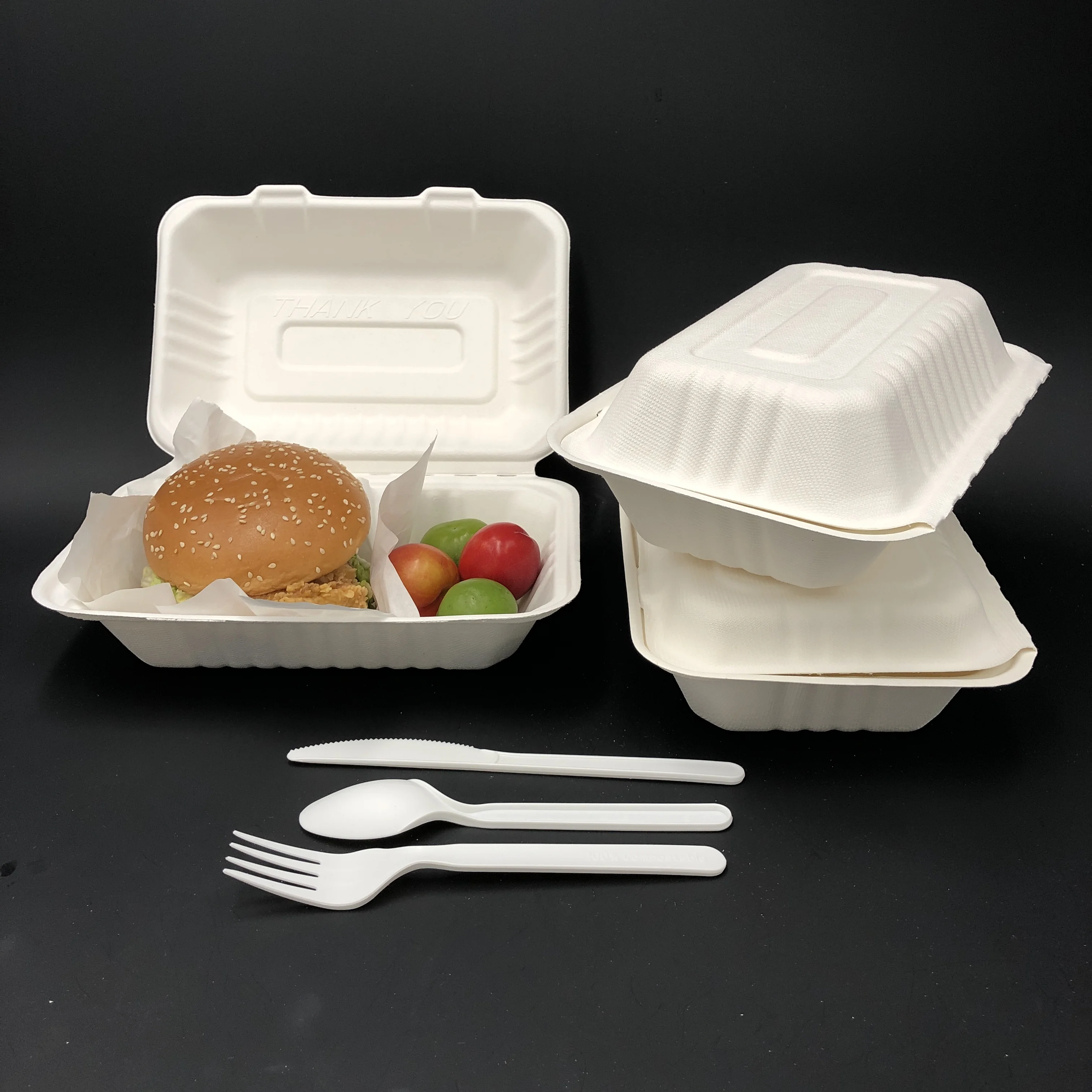 2020 Biodegradable Eco Packaging Compostable Lunch Fast Food Box ...