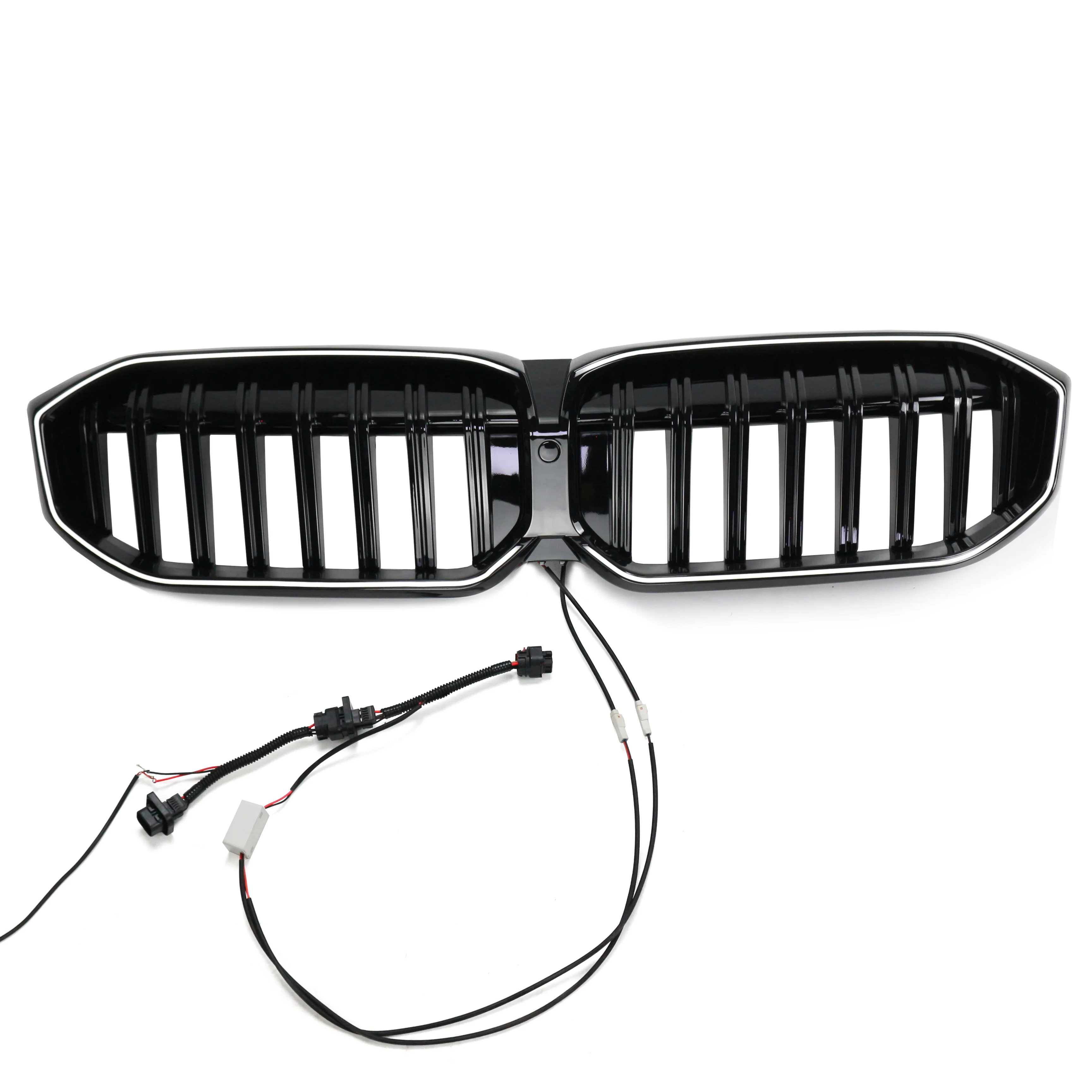 Single Line Car Front Mesh Grille LED Glossy Black Grills Car ...