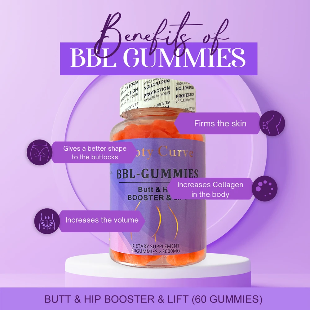 Customized Logo Herbal Natural BBL Gummies Vegan Butt Enhancement Booty ...