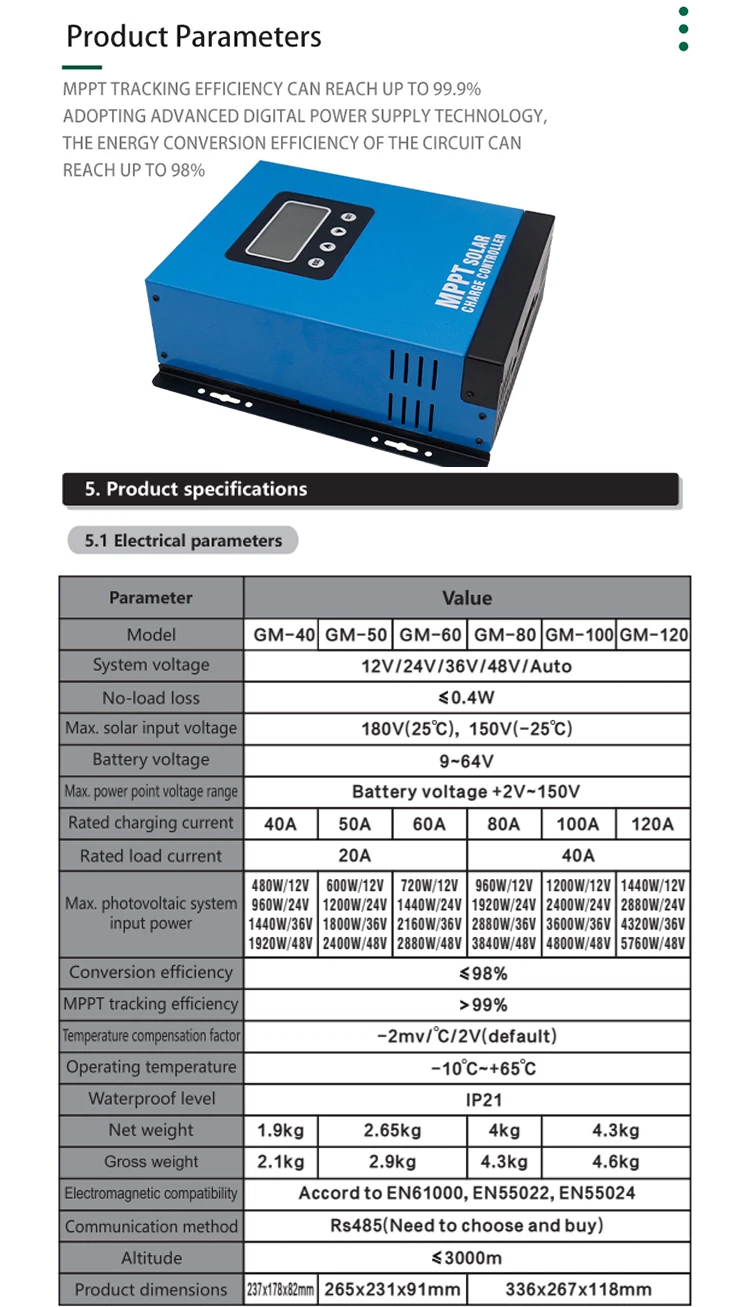 Sunnal MPPT Solar Charge Controller - Efficient & Reliable