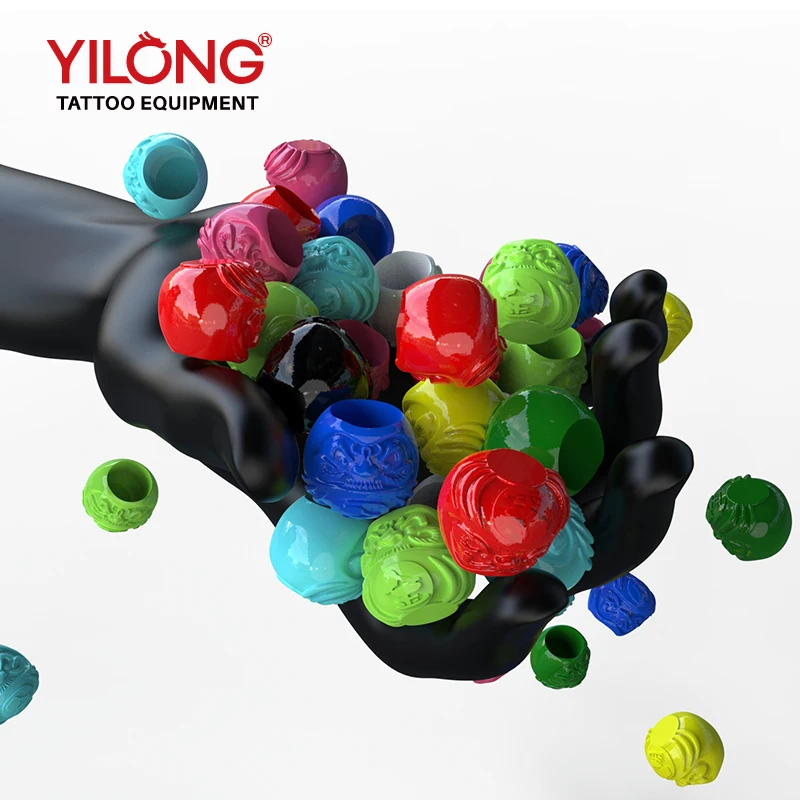 12 Colors Disposable Tattoo Plastic Cup 200pcs/box Portable Ink Pigment ...
