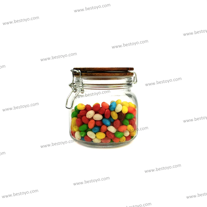 Stainless Steel Metal Bayonet Clear Glass Snap Candy Jam Storage Jar ...