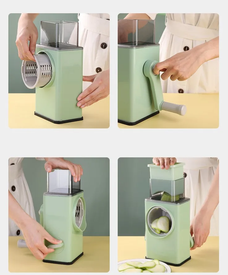 Manual Rotary Cheese Grater Shredder Slicer Chopper Cutter Countertop ...