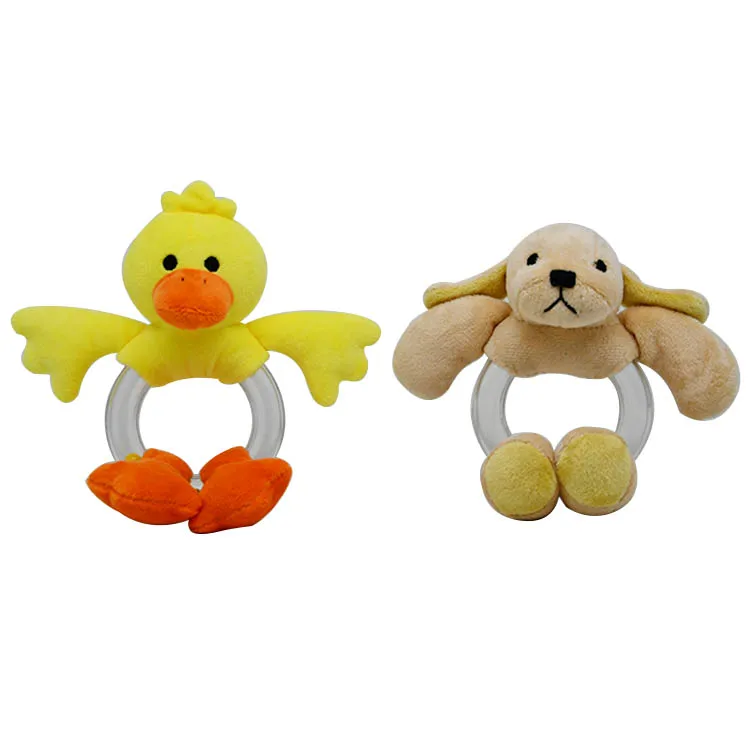 Animal Plush Toy Silicone Baby Rattle Shaking Shaker Squeak Toys For ...