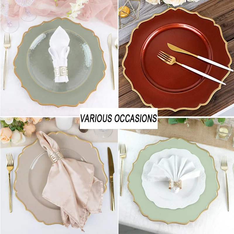 Gold Rim Wedding Decorations Under Plates Party Plastic Charger Plates ...