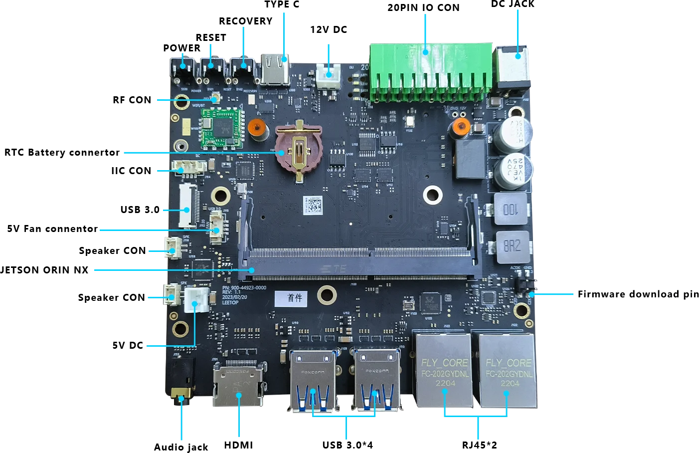 leetop new carrier board A608 orin nx nvidia module support camera leetop develop kit jetson ...
