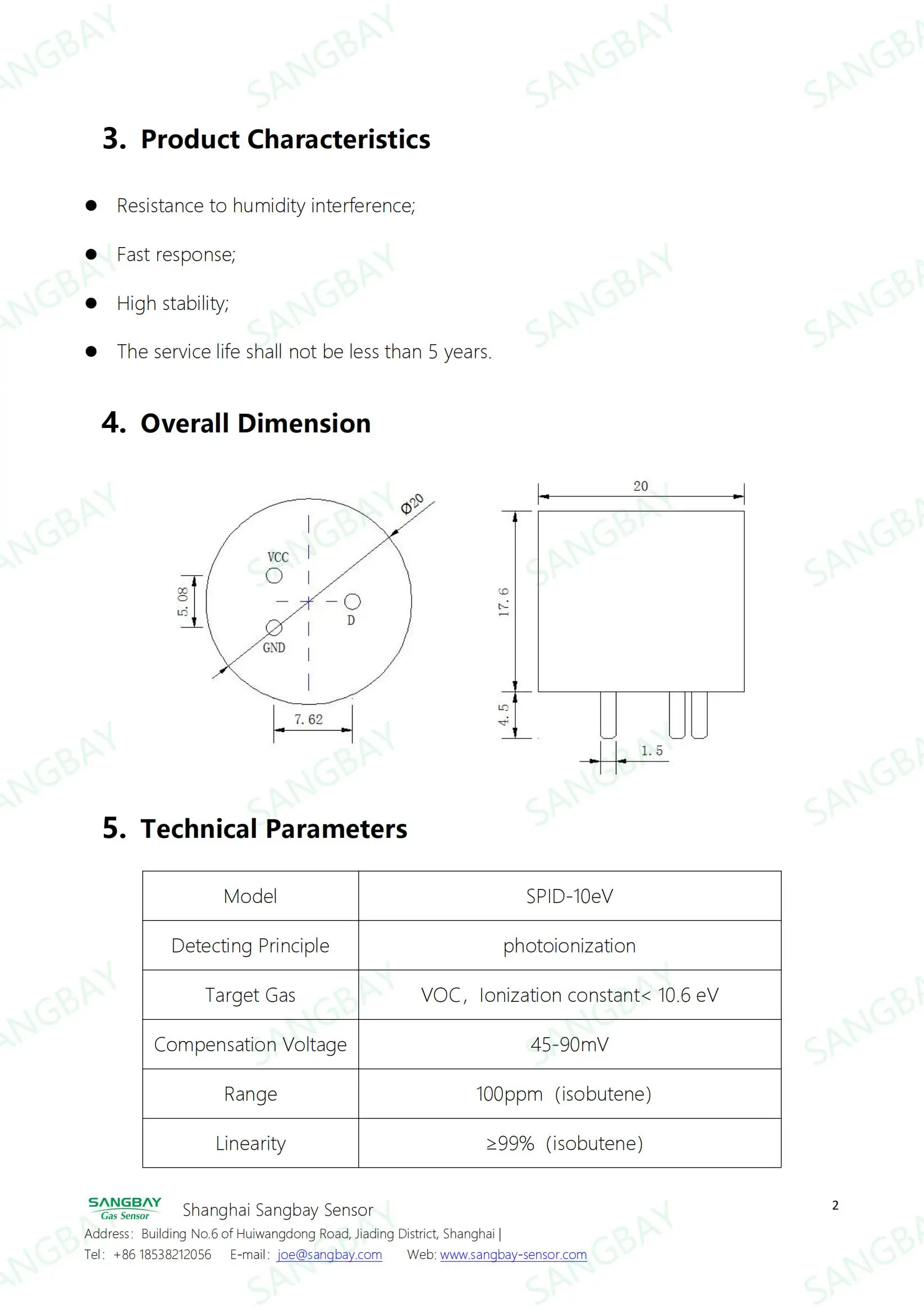 Sangbay High Precision PID Gas Sensor Photoionization VOCs Test 0 ...