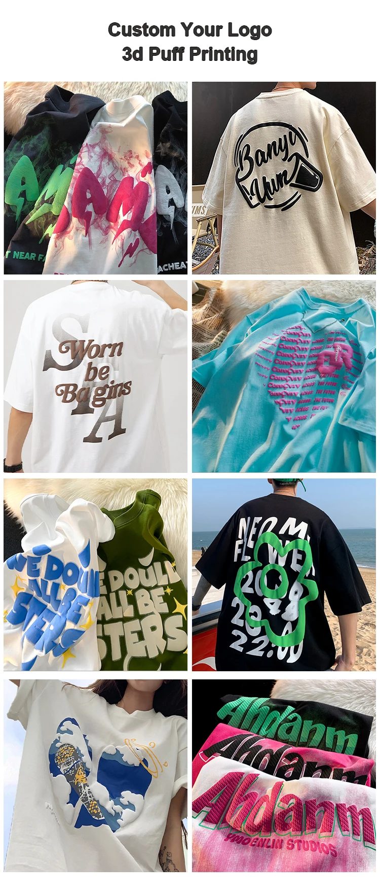 Factory Heavyweight 3d Puff Print Men T-shirt 100 Cotton Brand Custom ...