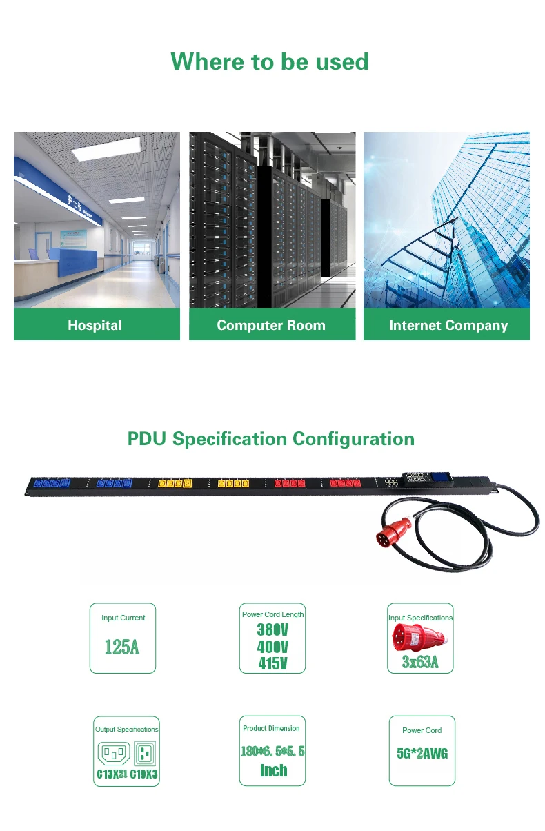380v 415v 480v 125a C13 Smart 3 Phase Pdu Power Socket Odm | Wholesale
