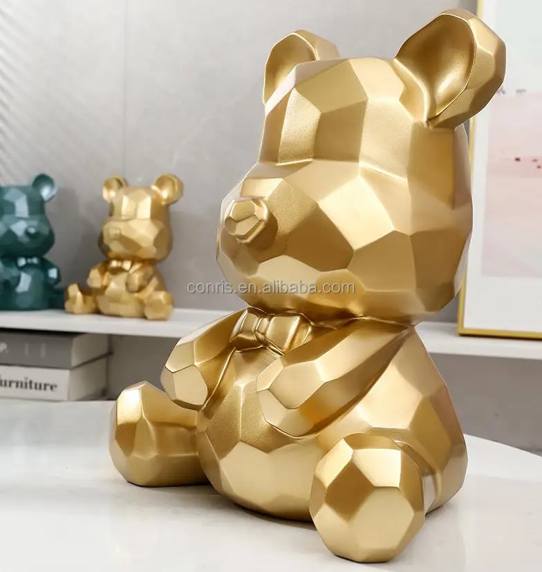 Modern Cute Geometric Sculpture Violent Resin Bear Statues Figurine ...