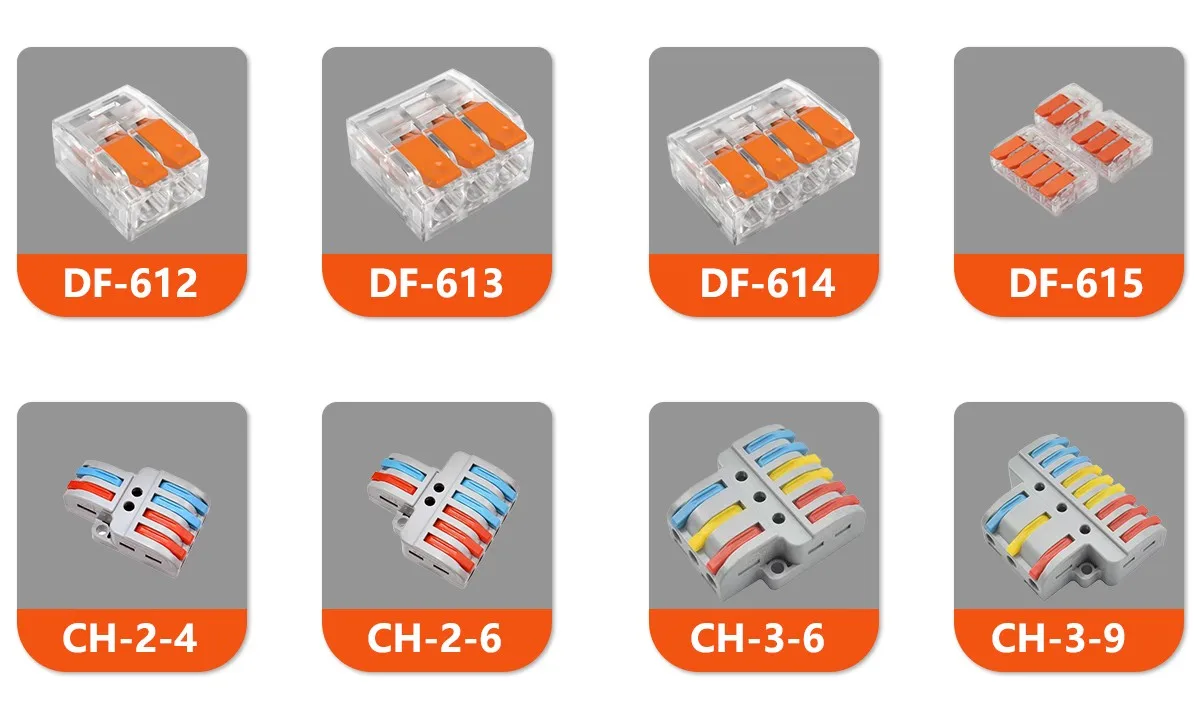 Quick Multi-circuit Splicing Butt Wire Connector 2~5p Push-in Wire ...