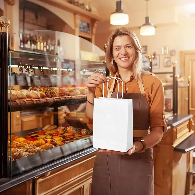 White Color Large Size Wrap Kraft Craft Paper Flat Bag For Lunch Goodie ...