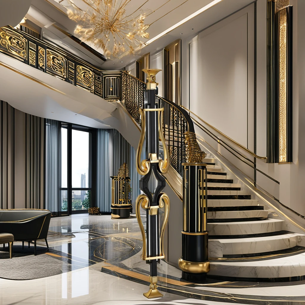 Luxury Modern K Gold Stair Railings Balustrades Handrails Light Cast ...