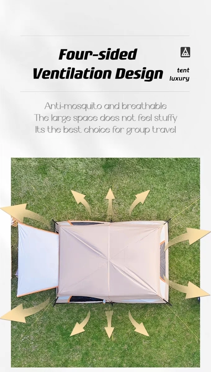 Safari Tent Luxury Canvas Glamping 6 Person Black Popup Camping Tent ...