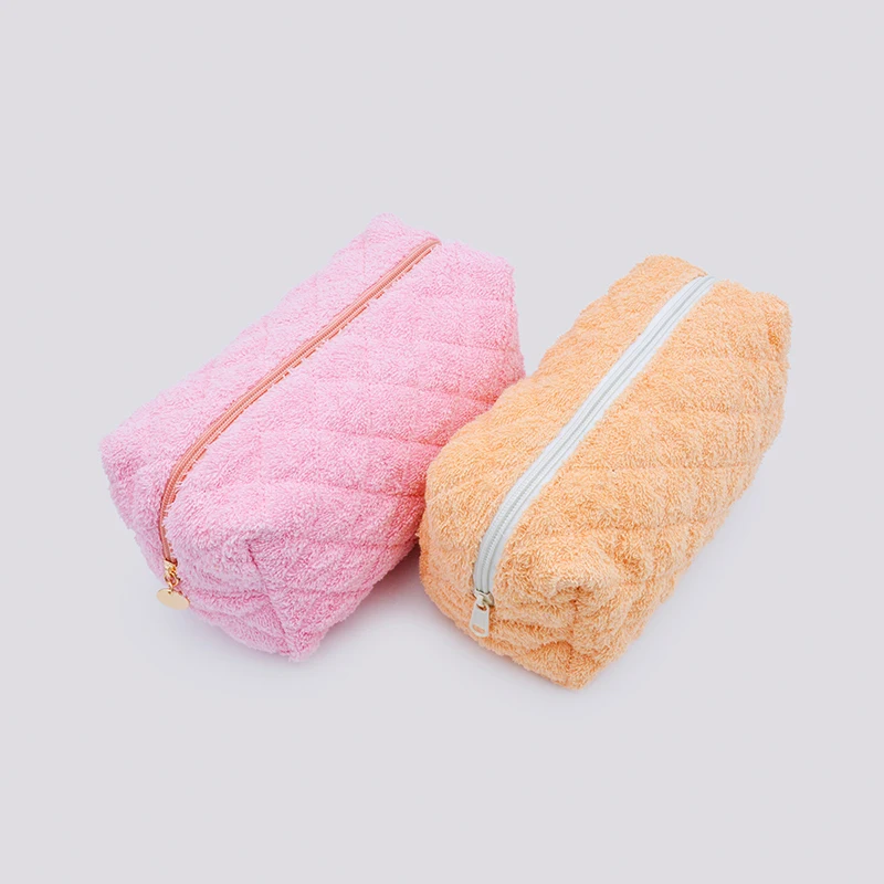 Wholesale Custom Colors Terry Cloth Make up Bag Quilted Towel Cosmetic ...