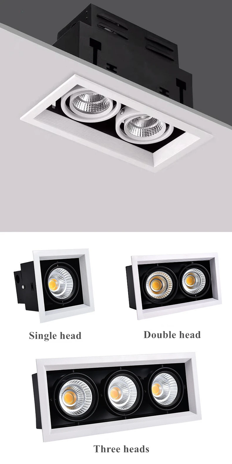 Square Recessed Led Grille Downlight Fixture Project 7w 10w 15w Single ...