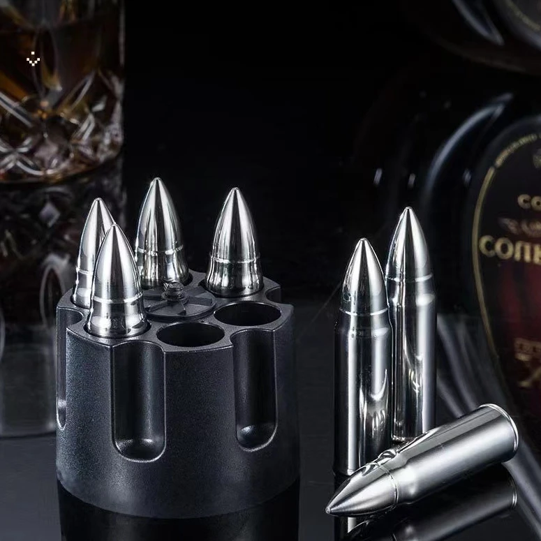 Custom Metal Whiskey Bullet Stones Reusable Ice Cube Set Stainless ...