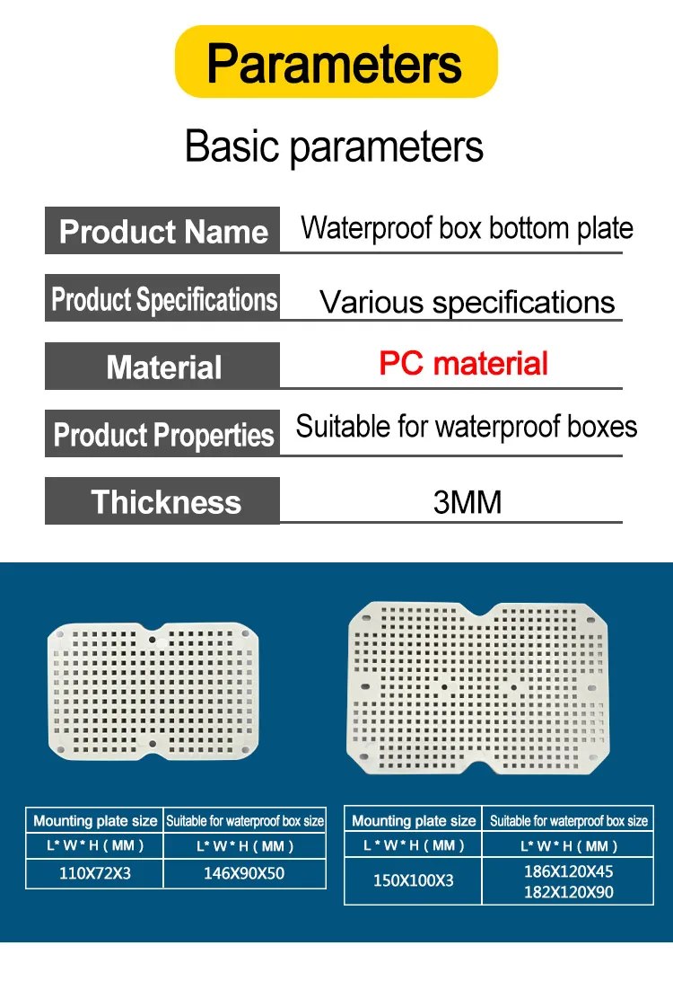 Plastic Box Porous Plastic Board Junction Box Mounting Plate Pc Plastic ...