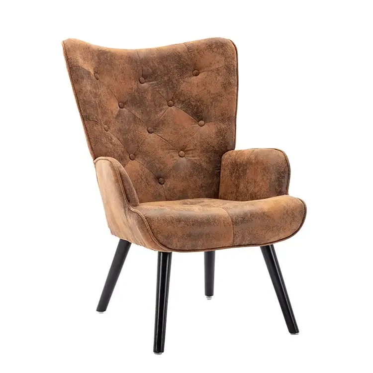 Modern Design Gilding Leather Wooden Frame Tufted Button Wing Backed ...