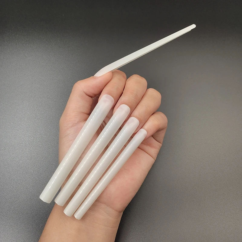 Extra Long Ballet False Nail Tips - Full Cover French Design