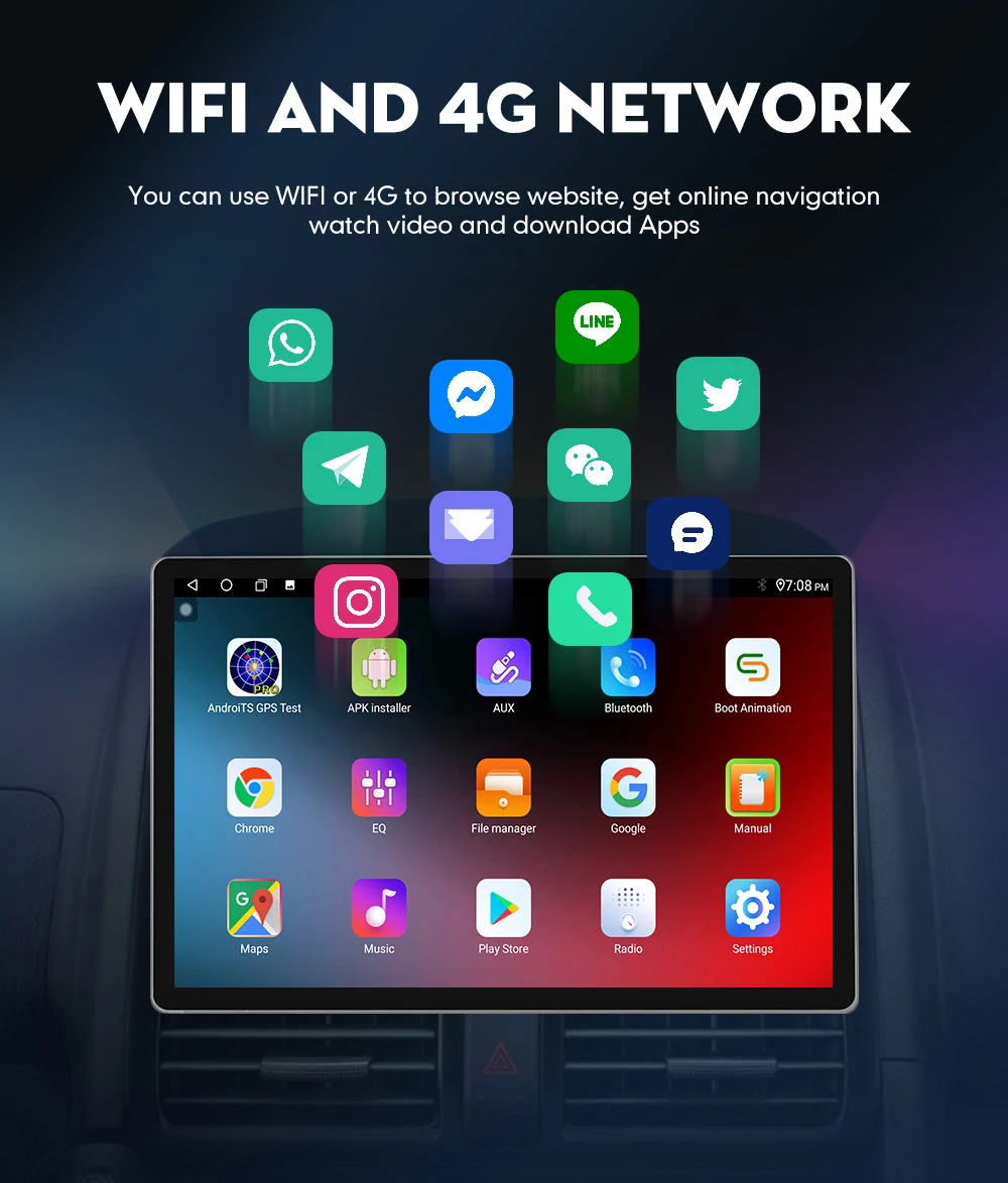 Touch Screen Android Car Radio - 13 Inch GPS Navigation