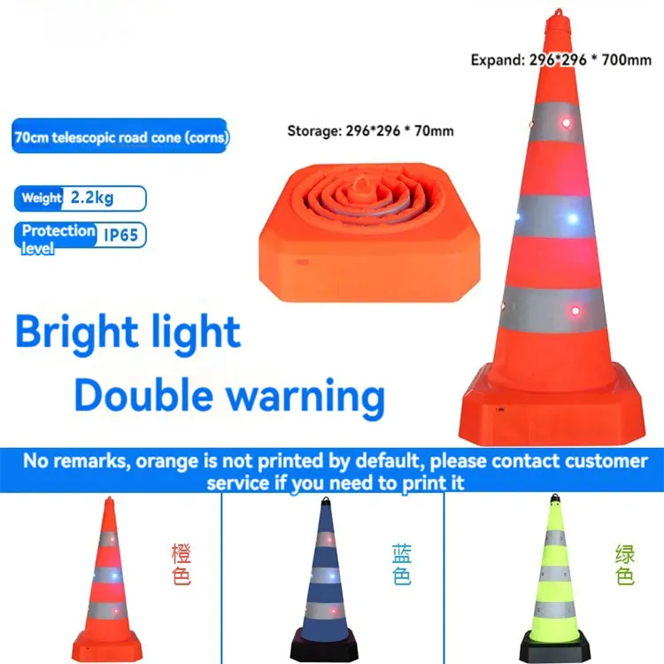 70CM Orange LED Traffic Safety Warning Light Foldable PVC Reflective ...