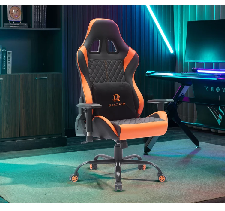 Profesional High Back Adjustable Armrest Orange Gaming Chair