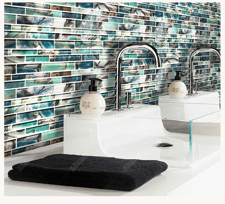 Linear Strip Glass Mosaic Tiles for Kitchen Backsplash