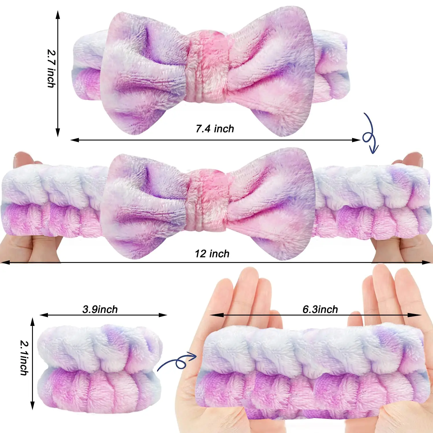 Rainbow Spa Headband Flannel Hair Band Skincare Beauty Spa Makeup ...