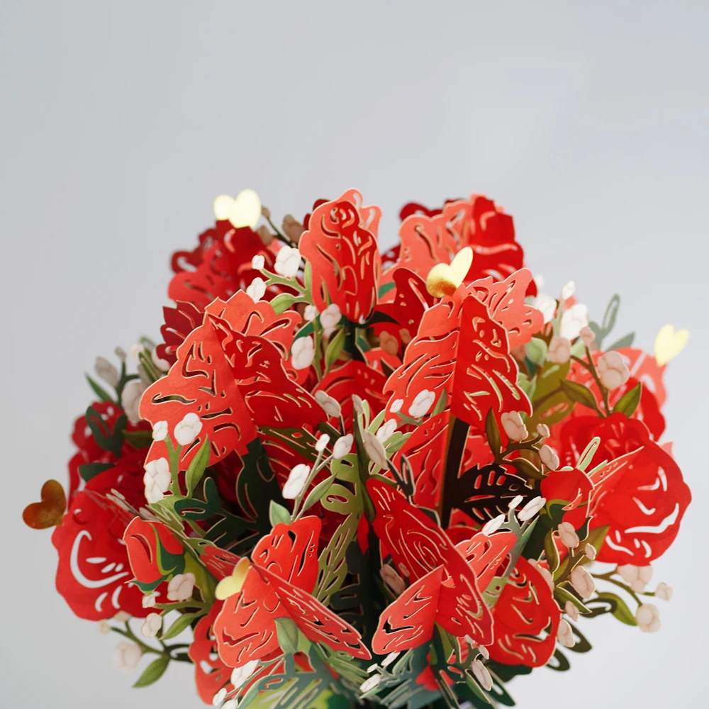 Bouquet Card Red Rose Custom Best Choice Unique Design High Quality Art ...