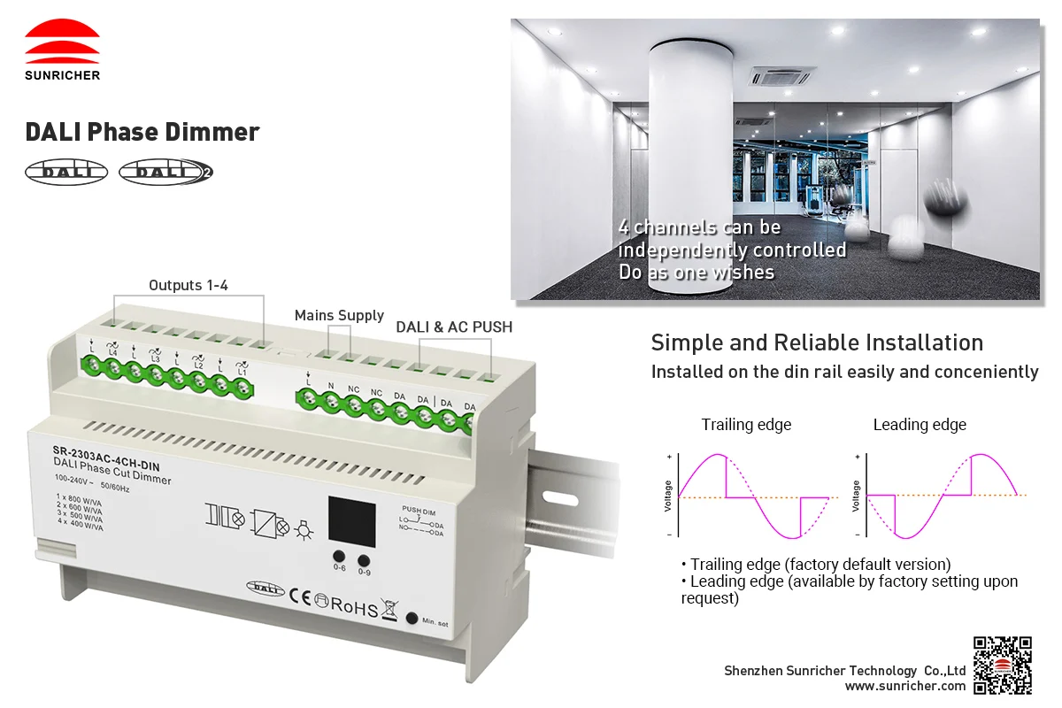 4 Channels DALI Phase Dimmer - Trailing Edge Dimming