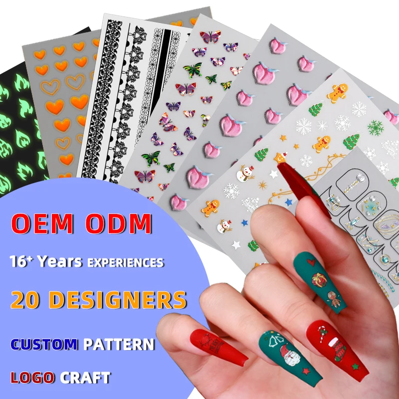 Wholesale OEM 3D Custom Design Nail Stickers - Luxury Brand Logo Nail ...