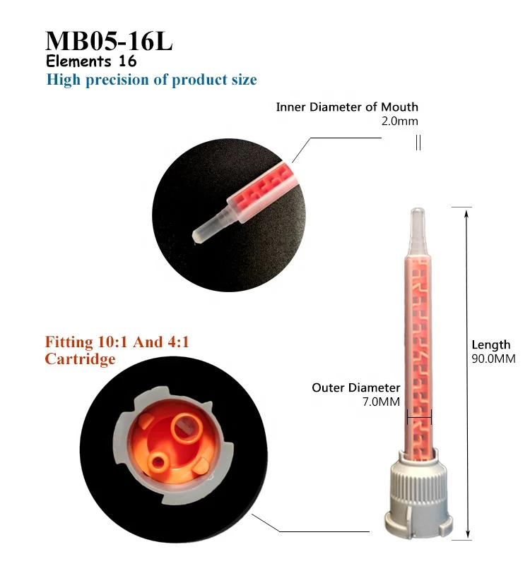 MB05-16L Red Quadro Disposable Mixer Tube for Polypropylene Glue MMA
