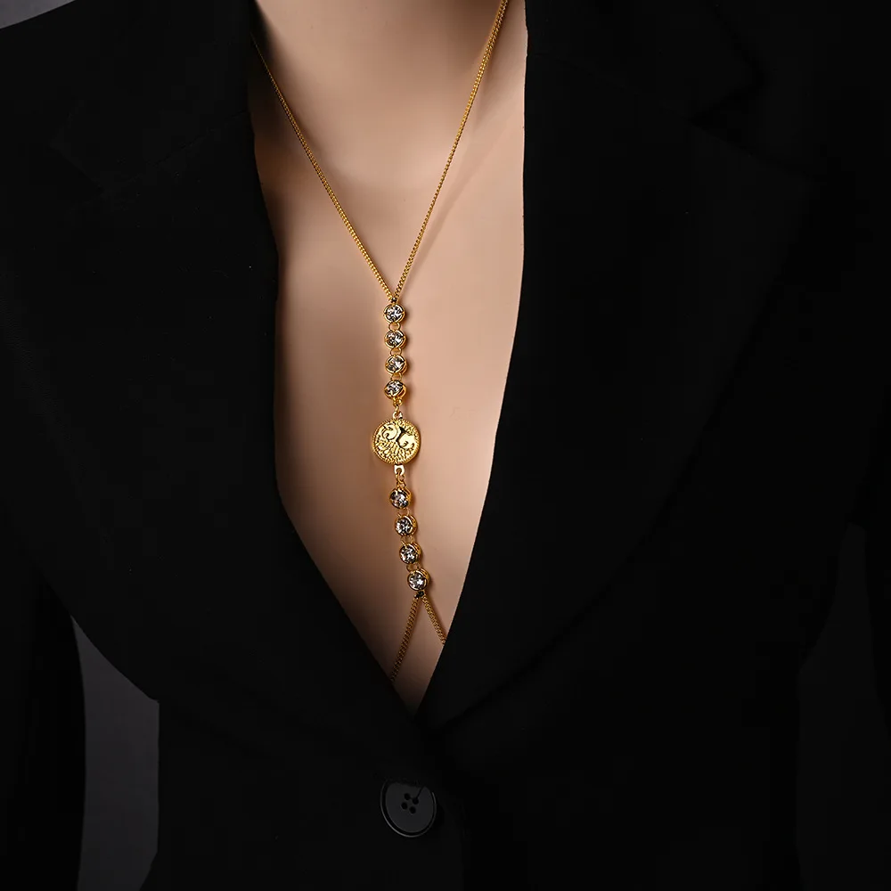 Wholesale Full Rhinestone Coin Chest Chain European And American ...