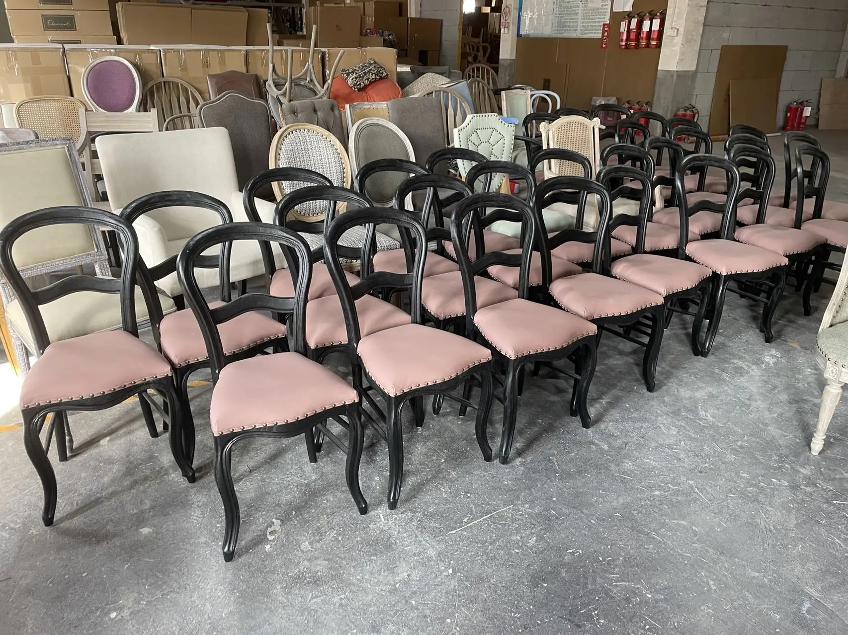 Modern Dining Chair - Forged Metal with Linen Upholstery