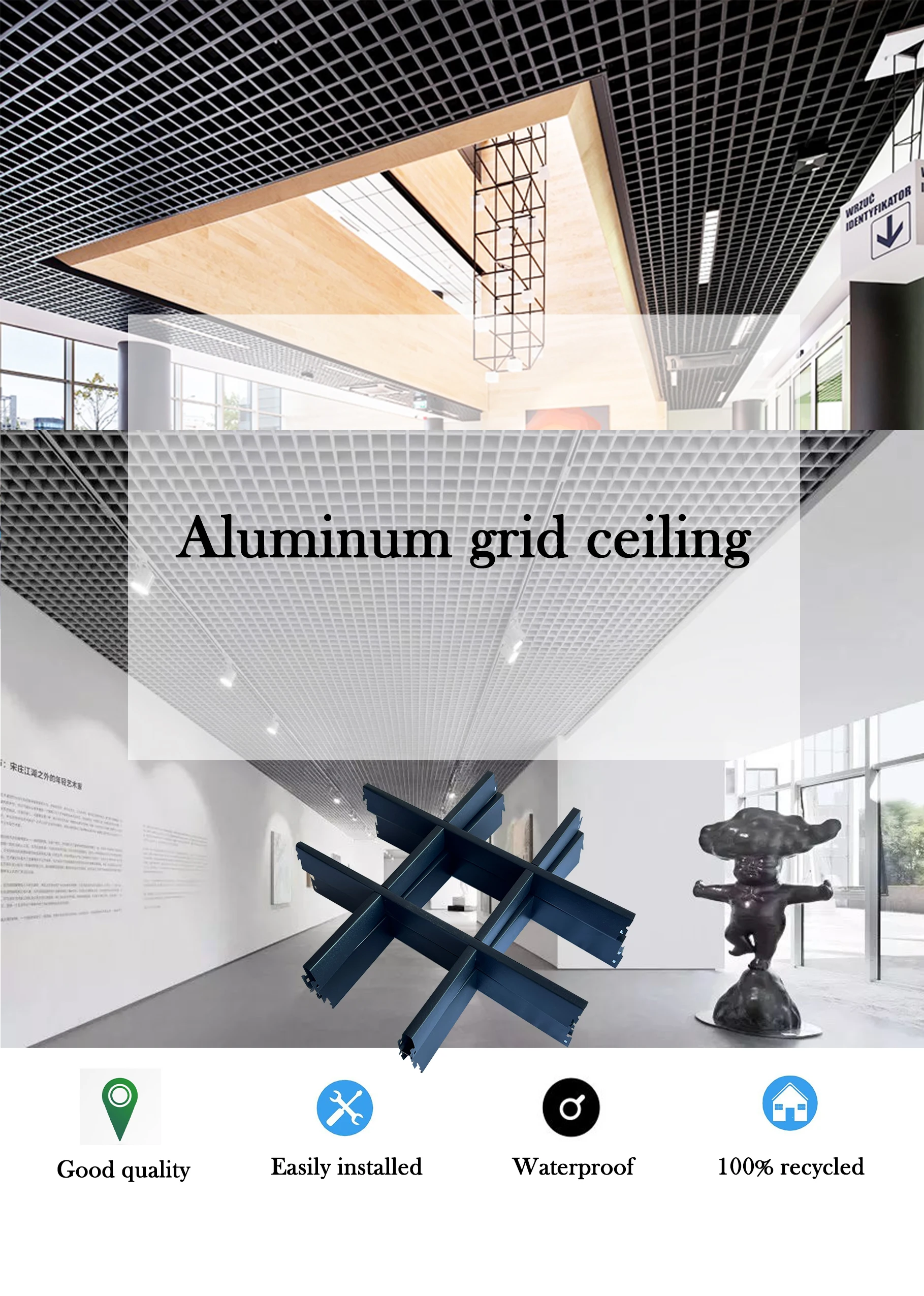 Aluminum Open Grid Suspended Ceiling Tiles - Durable & Stylish
