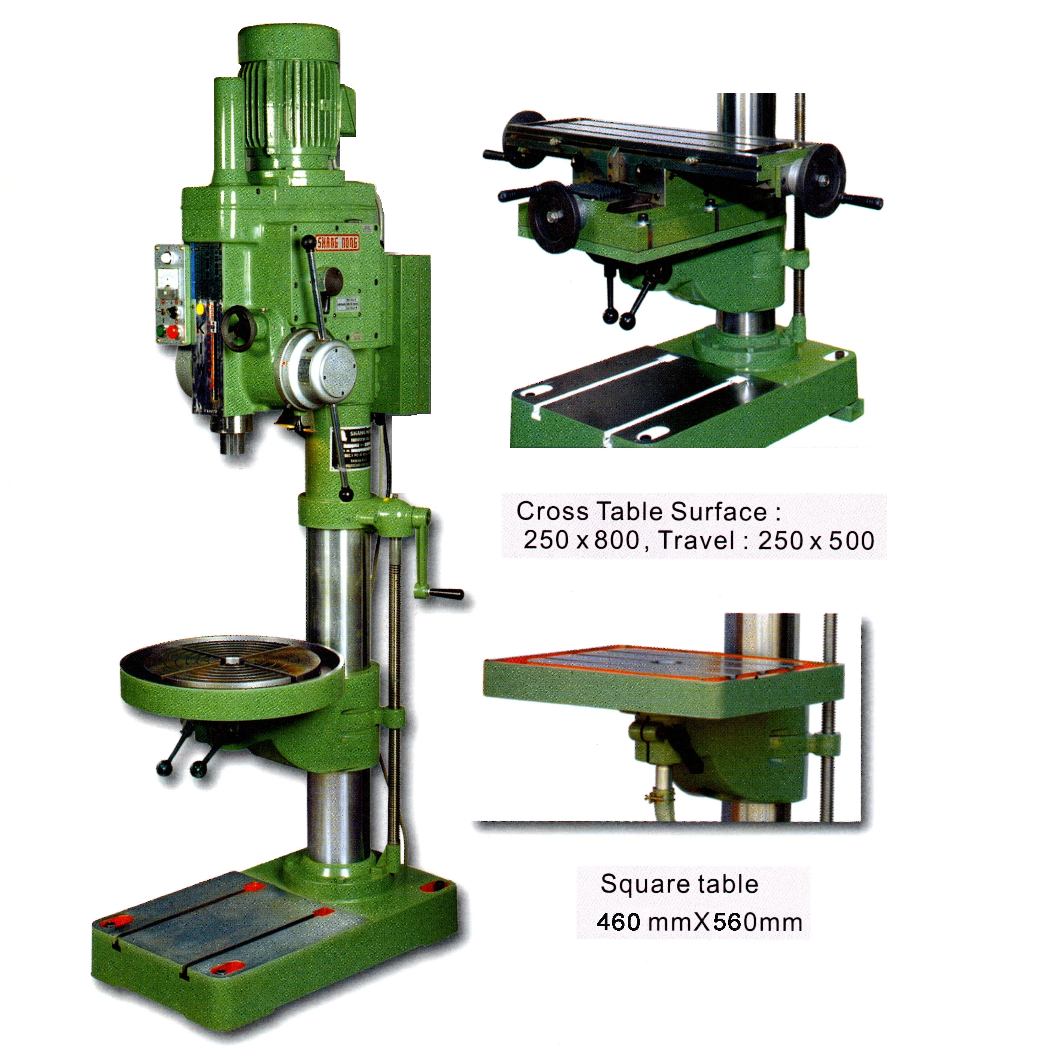 Column Drilling Tapping Machine Round Table 510 Mm Gear Drive Spindle ...