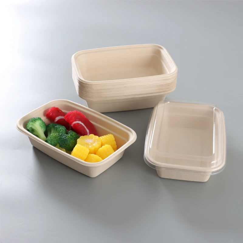 1100ml Food Boxes Takeaway Packaging Bio Bento Lunch Box Bamboo Paper ...