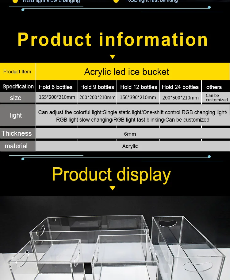 Plastic Luminous Cooler Wine Beer Champagne LED Ice Bucket