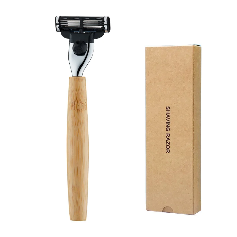 Natural Bamboo Razor Anti-microbial Handle 3 Blade Razor Hotel Use ...