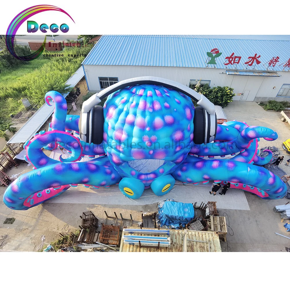 10 M Wide Inflatable Octopus Stage with LED Lights for Events